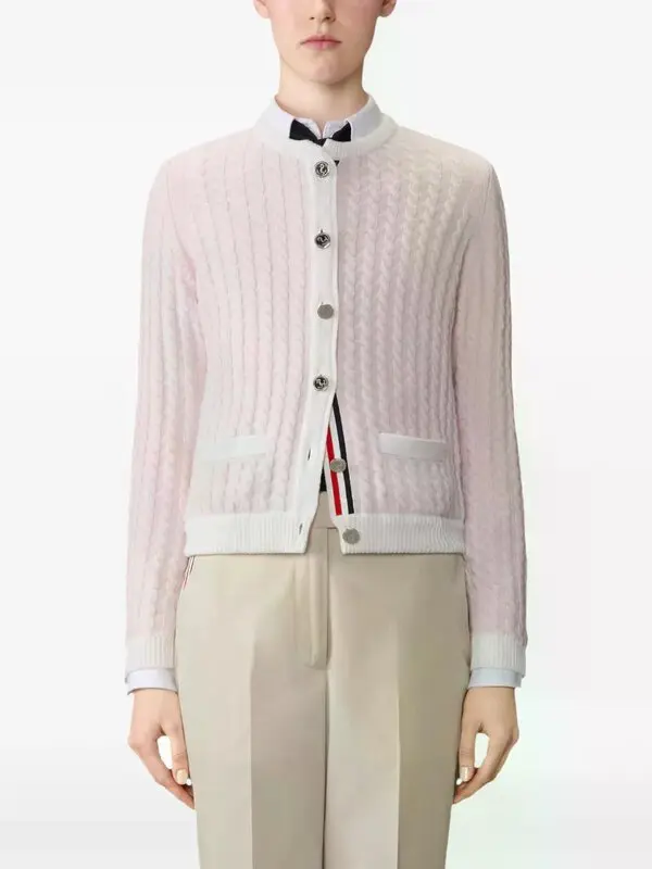 Thom Browne Cable Stitch Cardigan - Pink