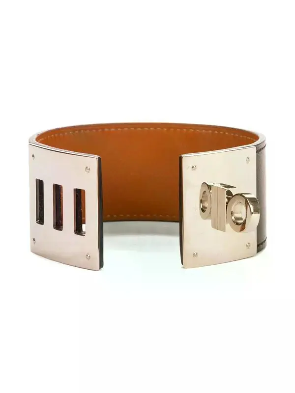 Hermès Leather Metal-plate Bracelet