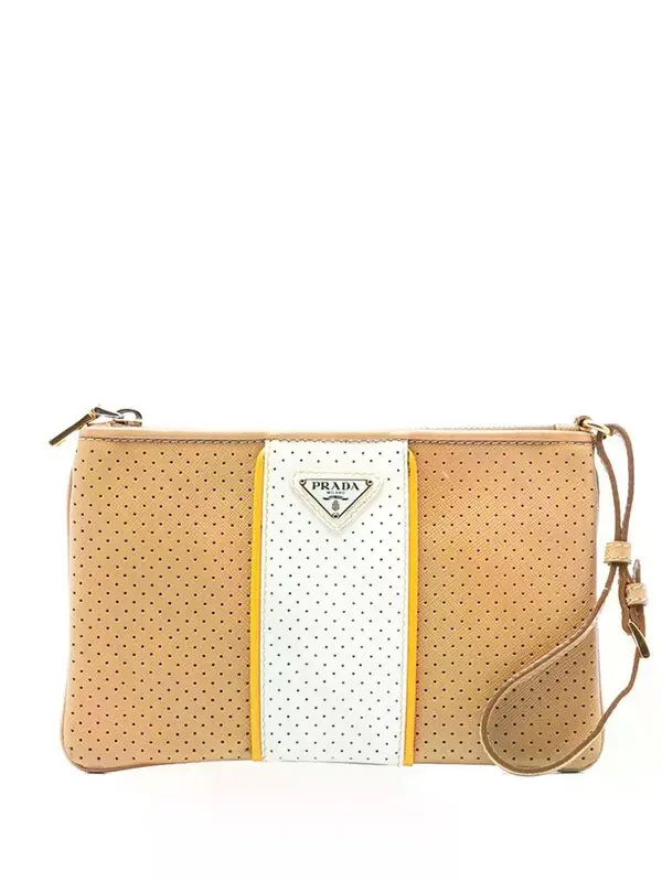 Prada Saffiano Leather Wristlet Clutch