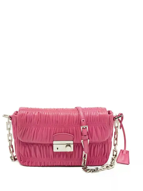 Prada Ruched Leather Shoulder Bag