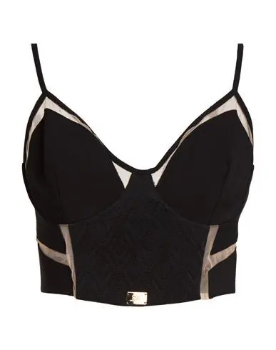 Elisabetta Franchi Cropped Jersey And Tulle Top - Black