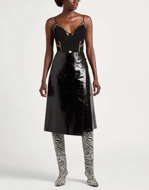 Elisabetta Franchi Cropped Jersey And Tulle Top - Black