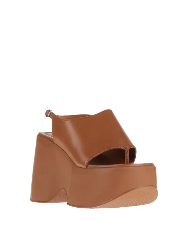 VIC MATIE Leather Thong Wedge Sandals - Brown
