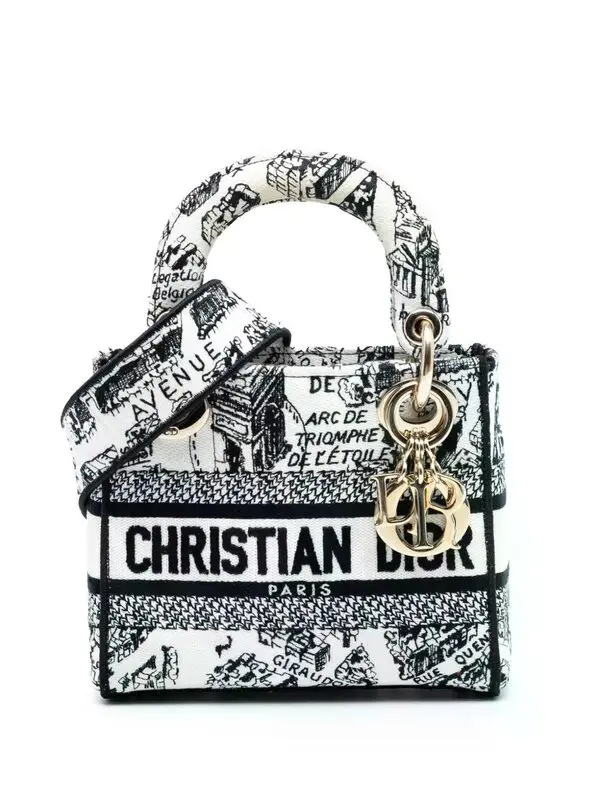 Dior 2023 Mini Embroidered Canvas Lady D-lite Satchel