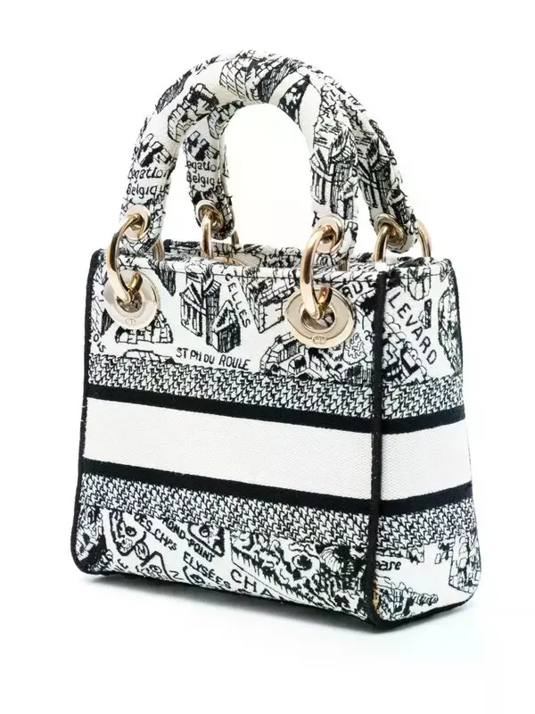 Dior 2023 Mini Embroidered Canvas Lady D-lite Satchel