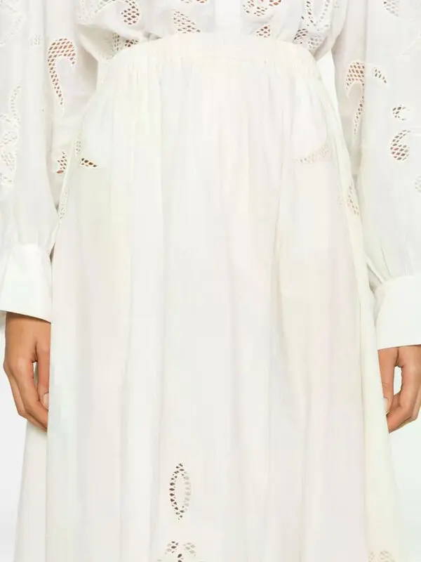 FORTE_FORTE Floral-embroidered Midi Skirt - Neutrals