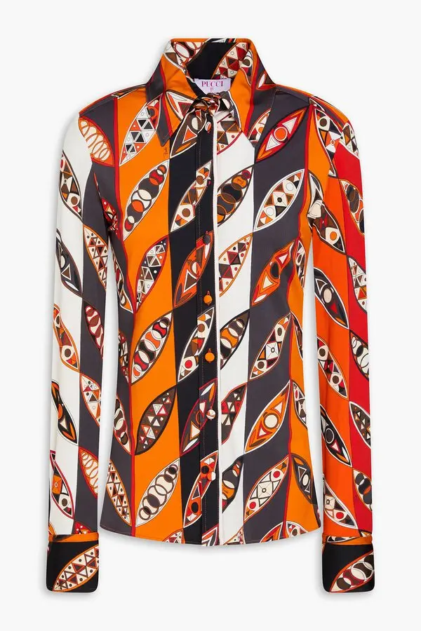 Emilio Pucci Printed Stretch-jersey Shirt - Orange