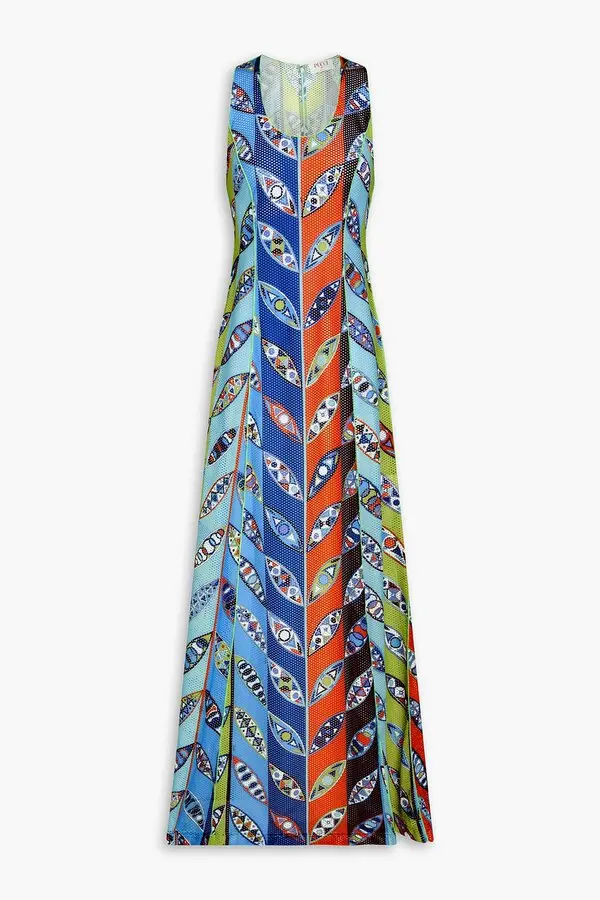 Emilio Pucci Printed Mesh Maxi Dress