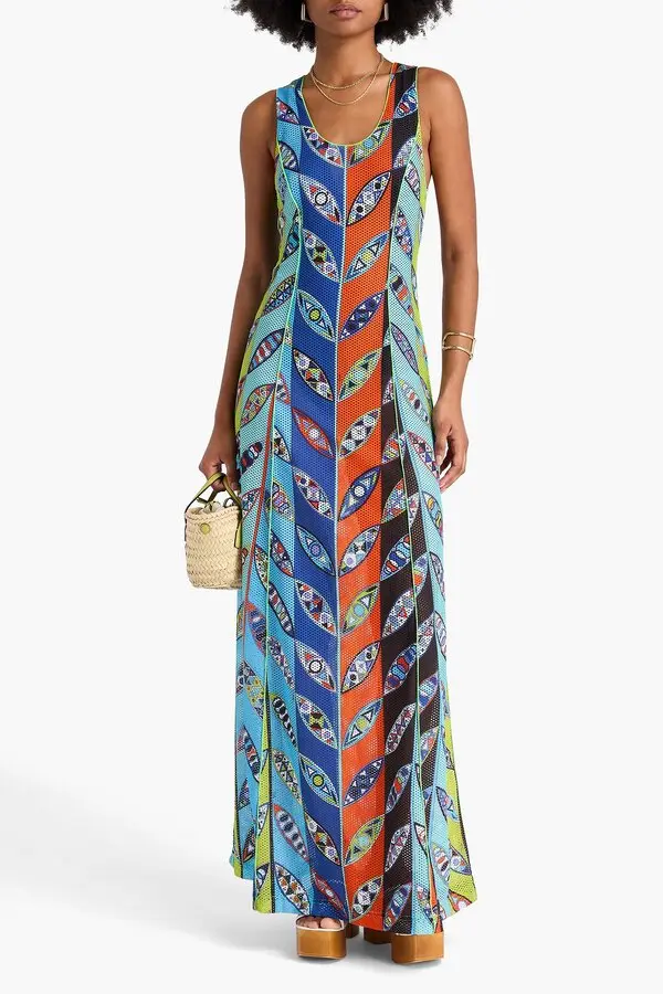 Emilio Pucci Printed Mesh Maxi Dress