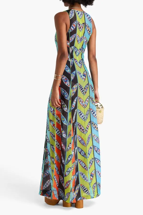 Emilio Pucci Printed Mesh Maxi Dress