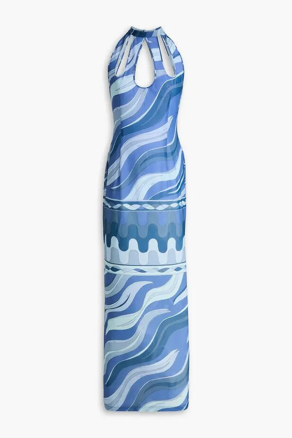 Emilio Pucci Cutout Printed Stretch-mesh Maxi Dress