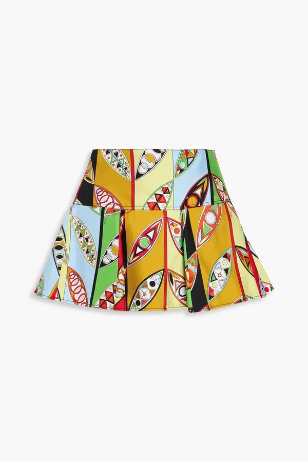 Emilio Pucci Pleated Printed Silk-twill Mini Skirt