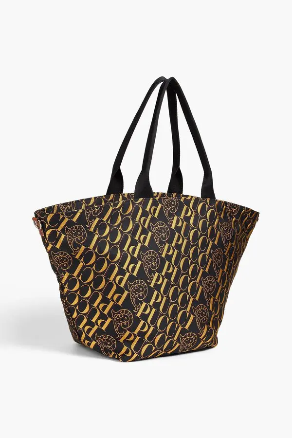 Emilio Pucci Leather-trimmed Jacquard Tote