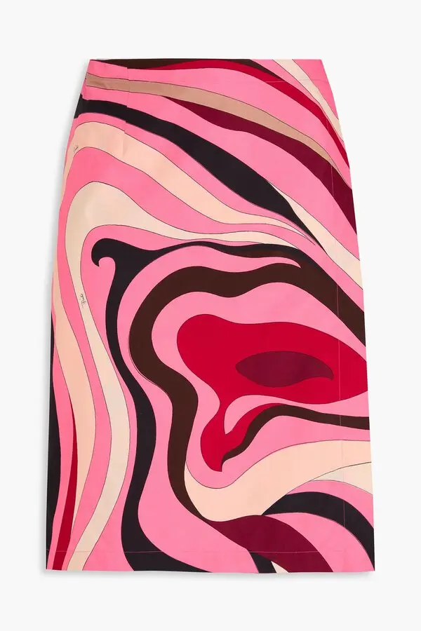 Emilio Pucci Printed Cotton-poplin Wrap Skirt - Bubblegum