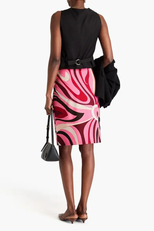 Emilio Pucci Printed Cotton-poplin Wrap Skirt - Bubblegum