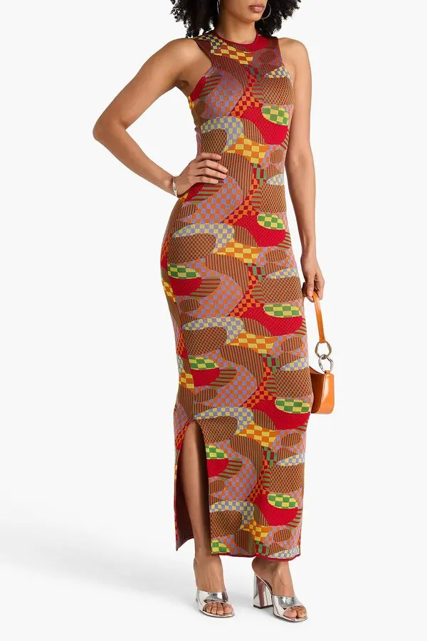 Emilio Pucci Intarsia-knit Maxi Dress