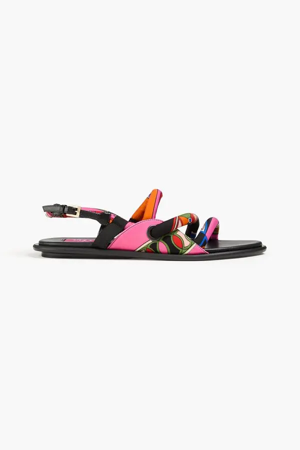Emilio Pucci Printed Twill Slingback Sandals