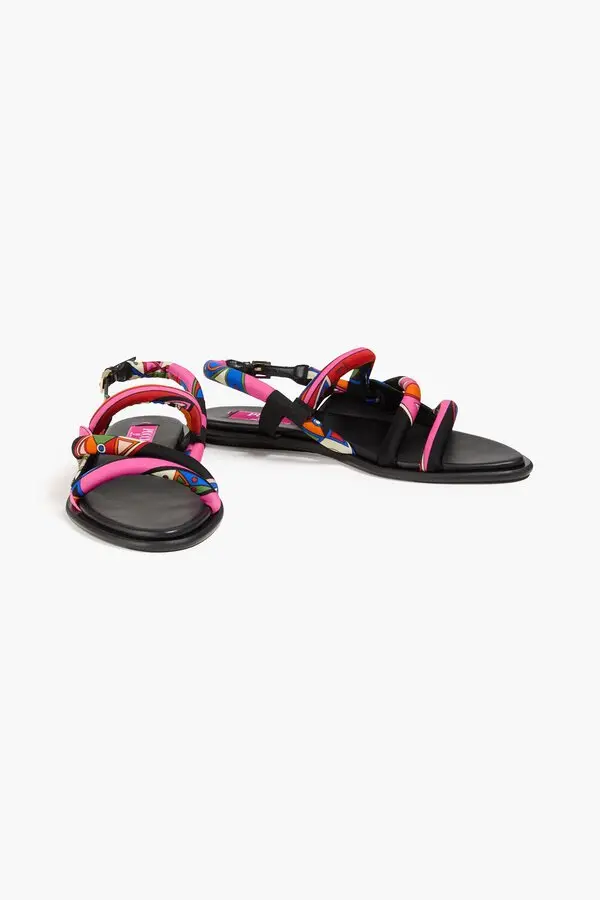 Emilio Pucci Printed Twill Slingback Sandals