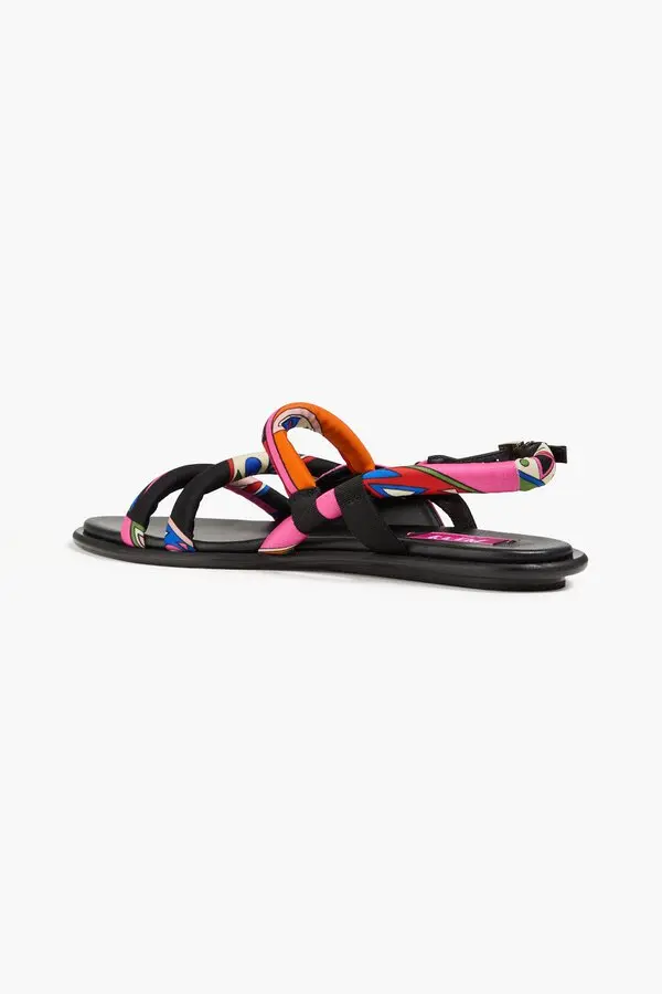 Emilio Pucci Printed Twill Slingback Sandals