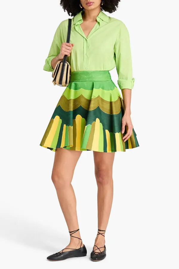 Emilio Pucci Printed Cotton-blend Twill Mini Skirt - Green