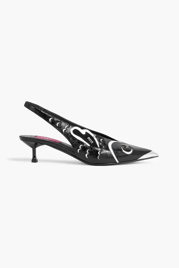 Emilio Pucci Embellished Leather Slingback Pumps
