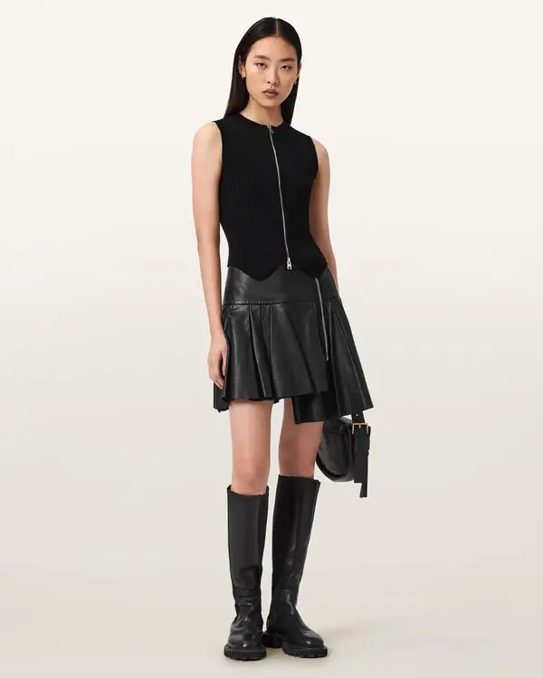 ALLSAINTS Irina Leather Mini Skirt