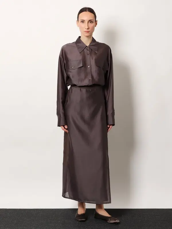 R2W Amora Linen Midi Skirt - Brown