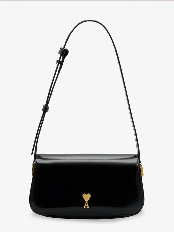 Ami Leather Shoulder Bag With Logo