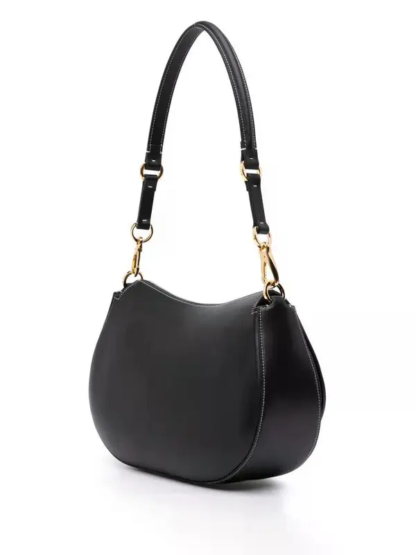 Valentino Garavani Medium Leather Ohval Flap Satchel - Black