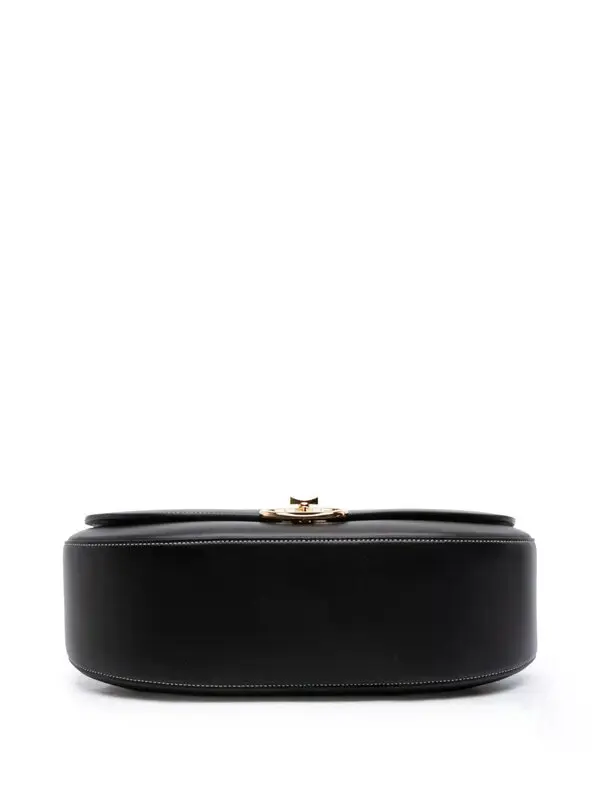 Valentino Garavani Medium Leather Ohval Flap Satchel - Black