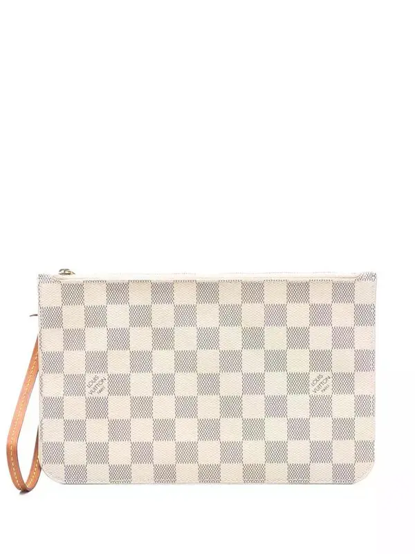 LOUIS VUITTON 2019 Damier Azur Neverfull Mm Pouch - White