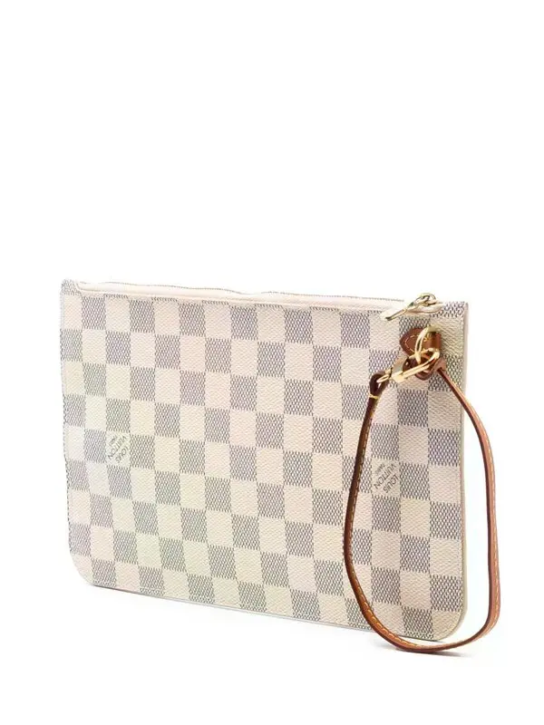 LOUIS VUITTON 2019 Damier Azur Neverfull Mm Pouch - White
