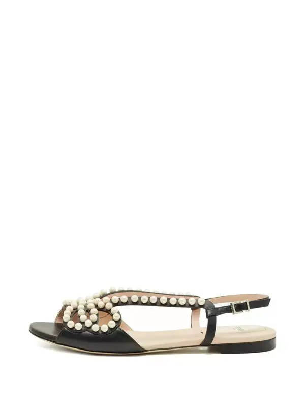 Fendi Pearl Embellished Leather Sandals