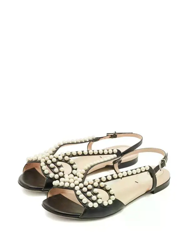 Fendi Pearl Embellished Leather Sandals