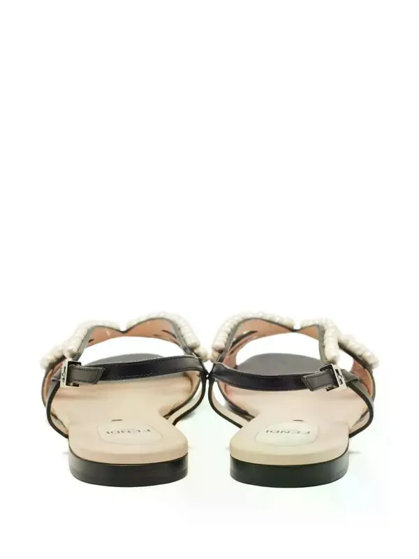 Fendi Pearl Embellished Leather Sandals