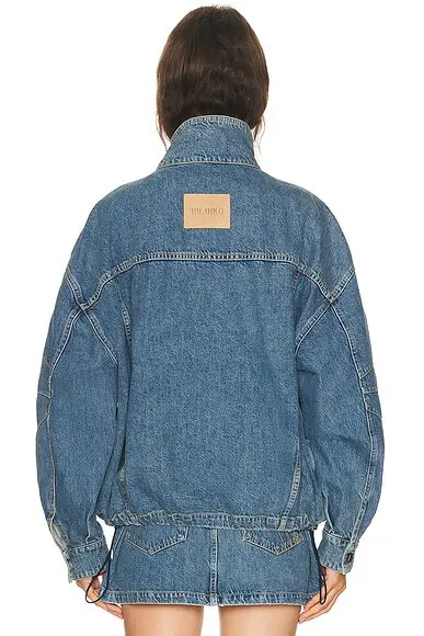 Attico Denim Bomber Jacket - Sky Blue