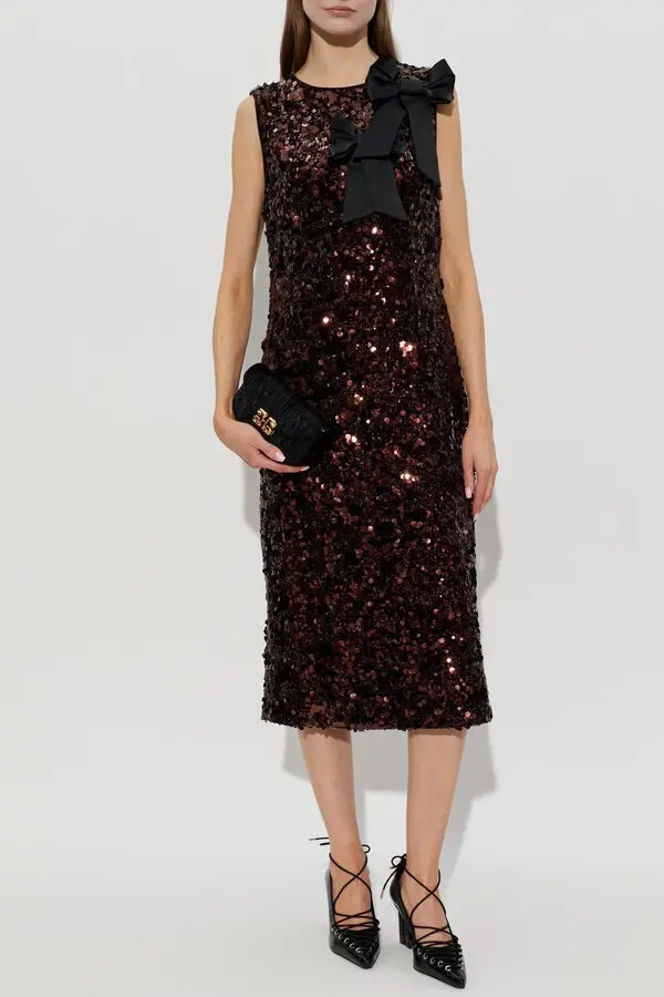 GANNI Sequin Spaghetti Strap Midi Dress