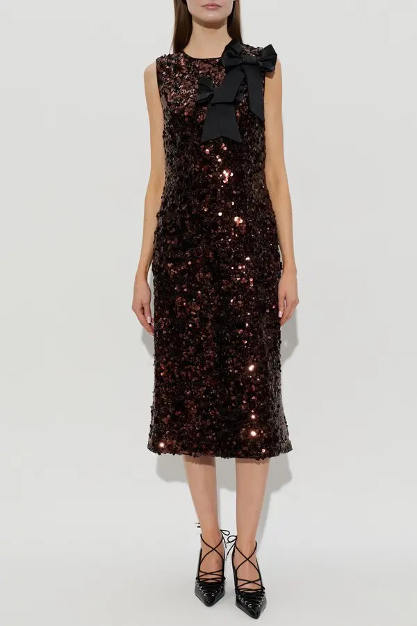 GANNI Sequin Spaghetti Strap Midi Dress