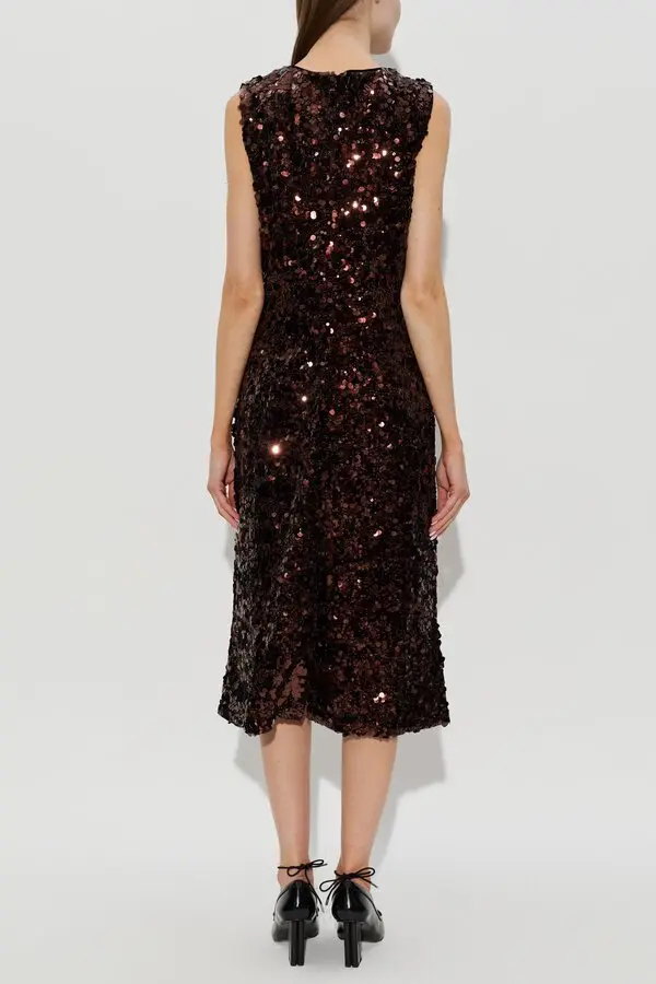 GANNI Sequin Spaghetti Strap Midi Dress