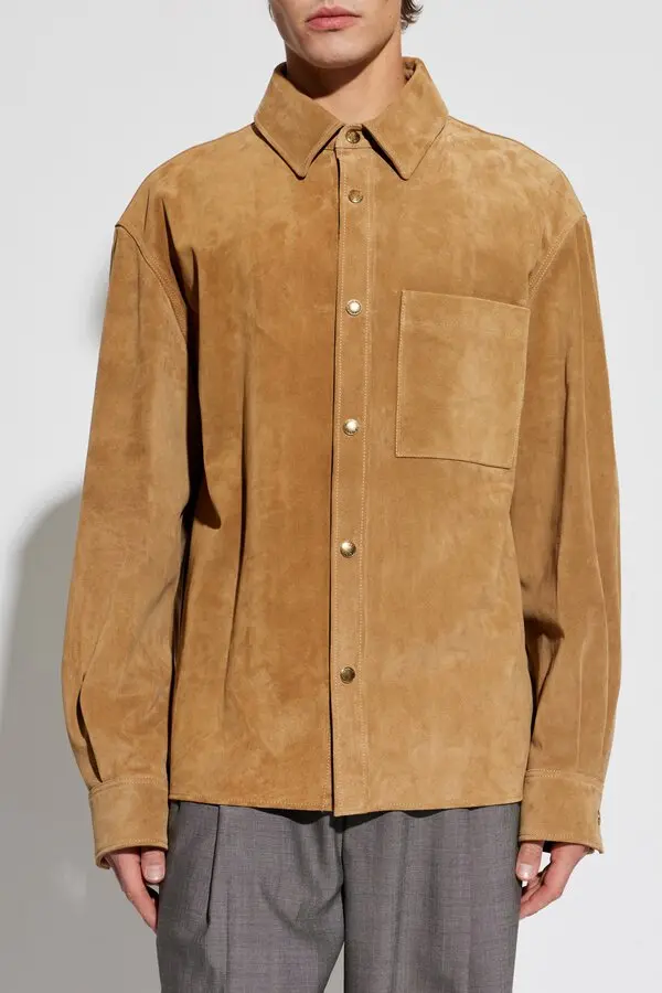 Alexander McQueen Suede Shirt With Pocket - Beige
