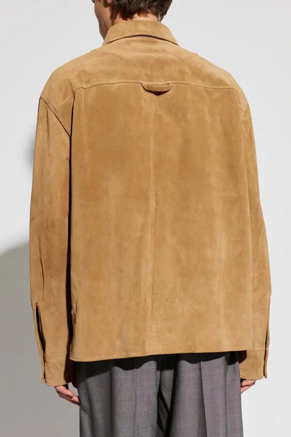 Alexander McQueen Suede Shirt With Pocket - Beige