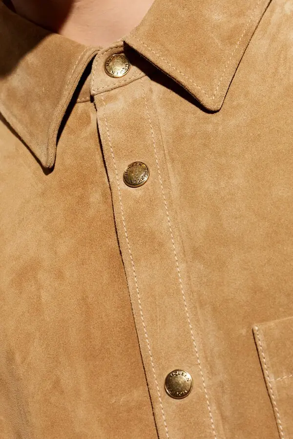 Alexander McQueen Suede Shirt With Pocket - Beige