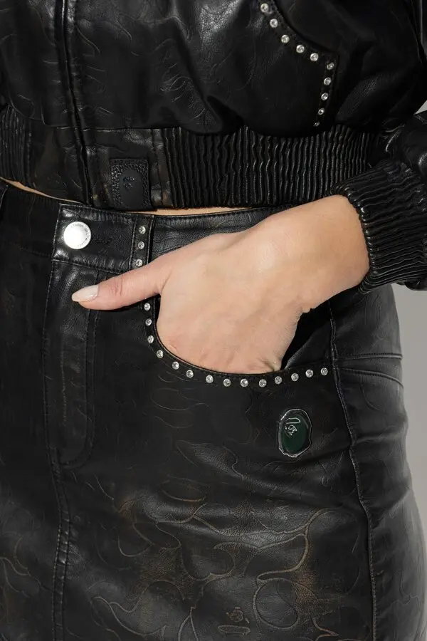 A BATHING APE Eco-leather Mini Skirt
