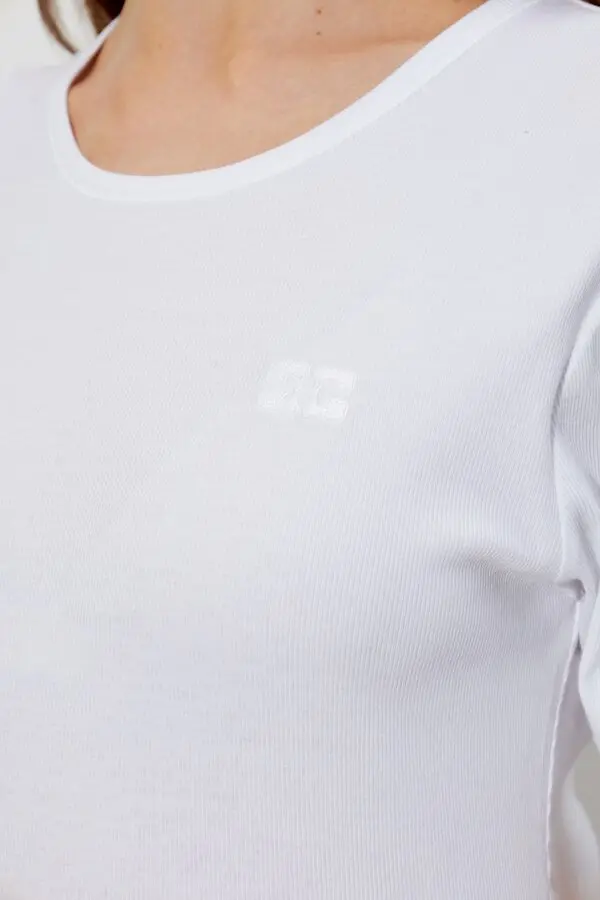 GANNI Ribbed T-shirt With Logo - White