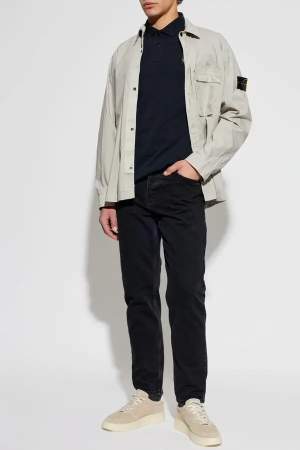 Stone Island Polo With Logo Patch - Black