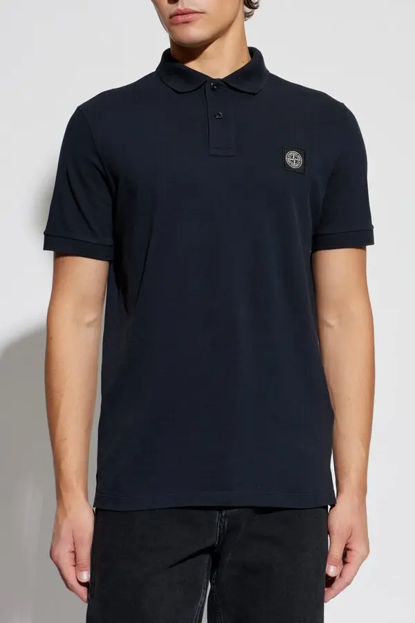 Stone Island Polo With Logo Patch - Black