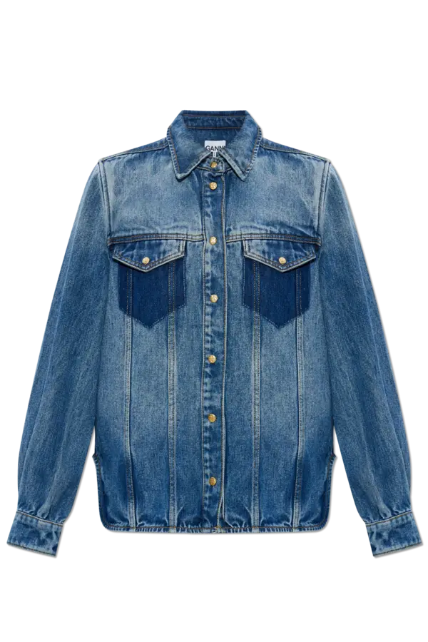 GANNI Lyocell Denim Shirt - Blue
