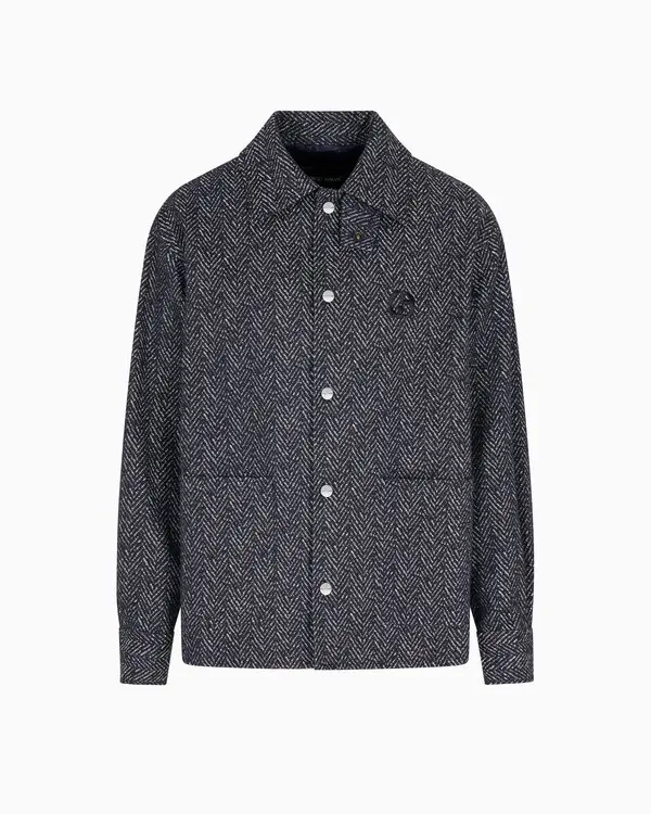Giorgio Armani Denim Collection Jacquard Denim Shirt Jacket - Blue