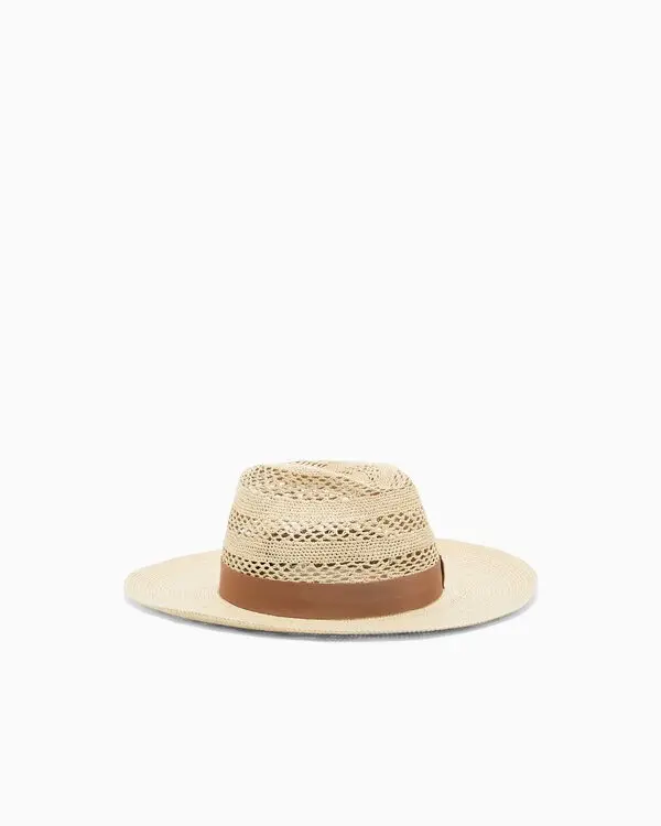 Giorgio Armani Perforated Straw Hat - Beige