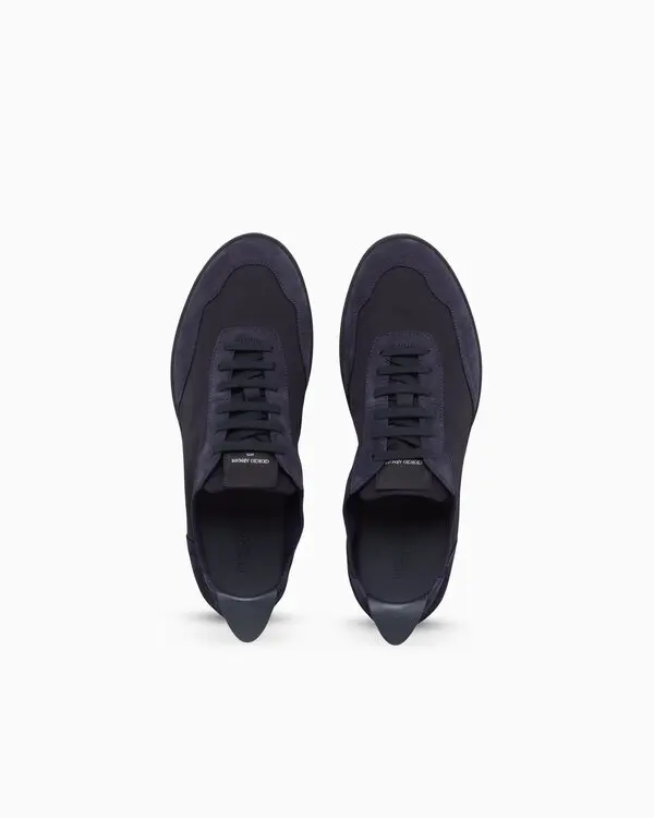 Giorgio Armani Asv Nylon And Suede Sneakers - Navy Blue